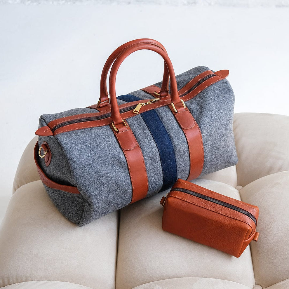 Wool Weekender Bag in Grey & Cognac – Monte & Coe
