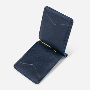 Slim Leather Wallet in Navy