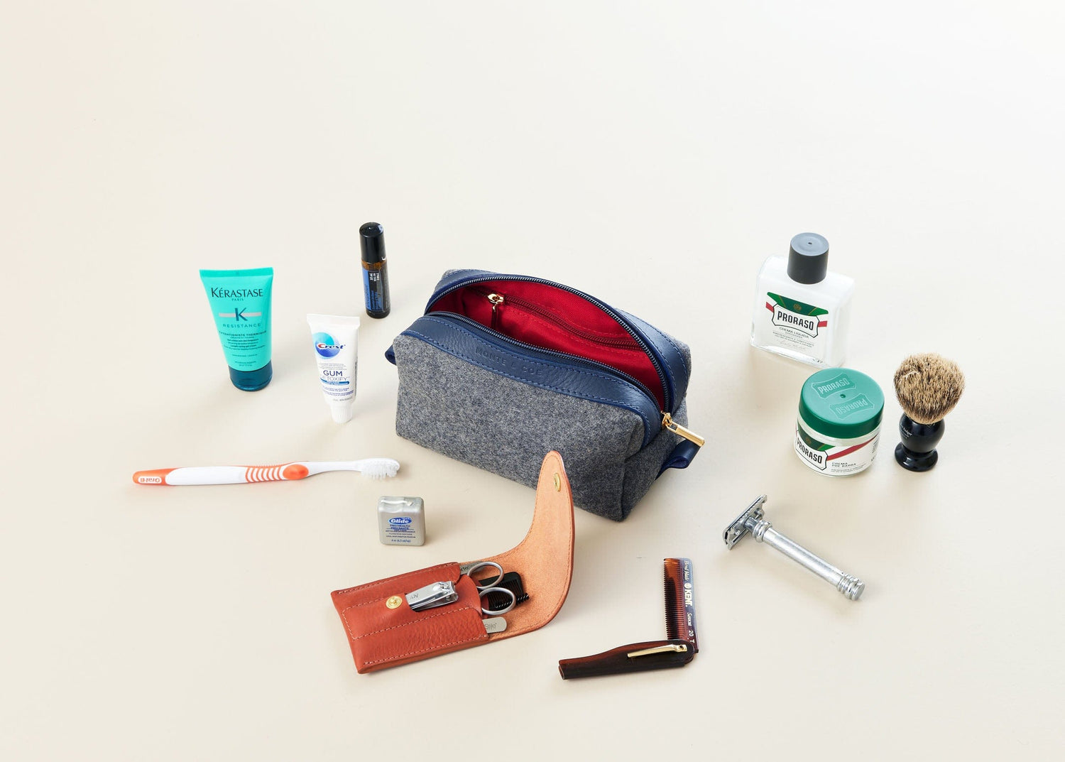 Wool Dopp Kit in Grey & Cognac – Monte & Coe